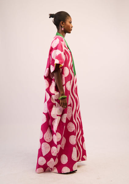 PINK AND WHITE MULTIPRINT AGBADA WITH ASO OKE – DYE LAB